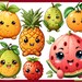 CUTE KAWAII FRUITS - 100 Clip Arts (300 Dpi, Fruit, Transparent ...