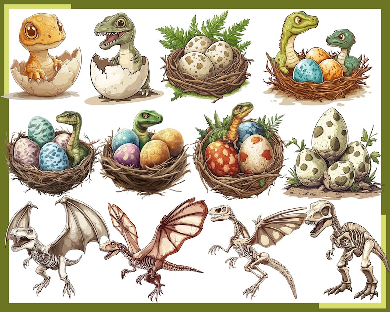Watercolor Cartoon Dinosaur Clipart: Nursery Decor (300 Dpi, PNG, 130 ...