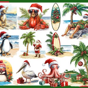 Tropical Christmas Clipart: Island Holiday PNG Graphics (120 Pc ...
