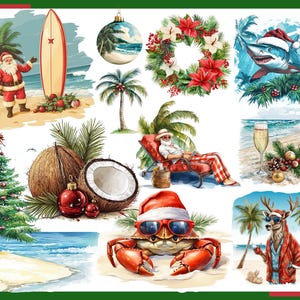Tropical Christmas Clipart: Island Holiday PNG Graphics (120 Pc ...