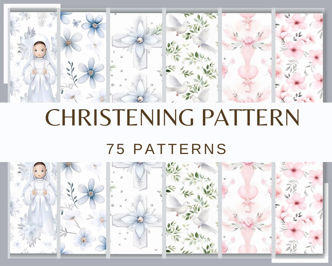 CHRISTENING PATTERN - 75 Seamless Watercolor Patterns (rosary Dove ...