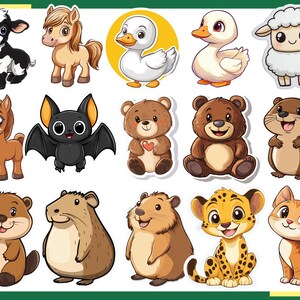 ANIMAL STICKER - 120 Clip Arts (300 Dpi, Cute Animals, Baby Animals ...