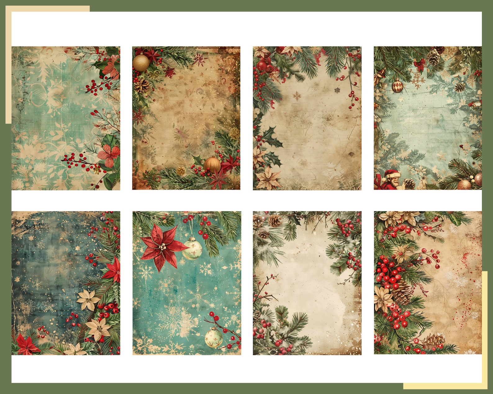 Vintage Christmas Digital Paper: 100 Winter Holiday Designs (300 Dpi ...