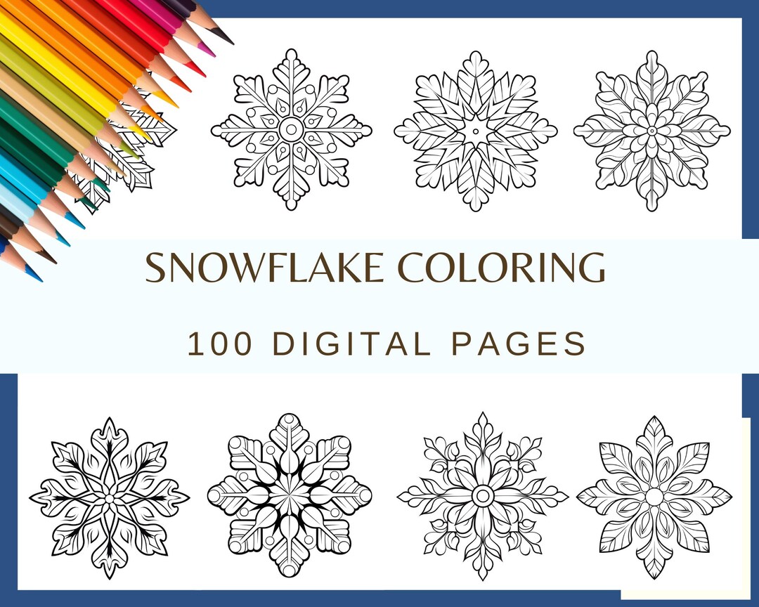 100 Snowflake Coloring Pages: Winter Clip Art (digital Download) - Etsy