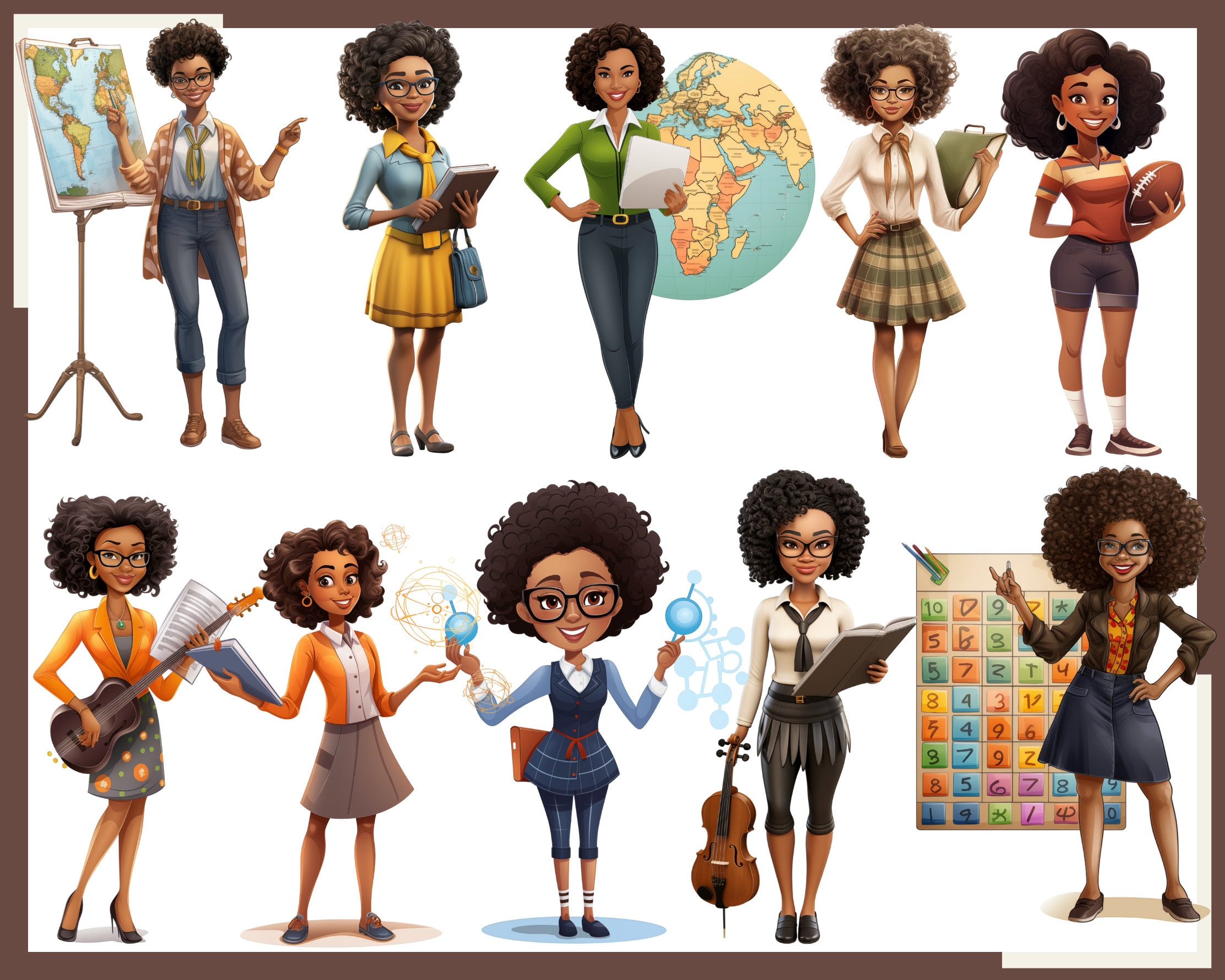 Watercolor Teacher Clipart: Classroom Illustrations (110 PNG, 300 Dpi ...