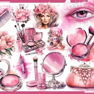 Pink Fashion Clipart: 100 Watercolor Graphics (PNG) - Etsy