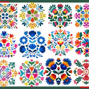 Otomi Clipart: Mexican Folk Art Animals & Flowers (300 DPI, PNG ...