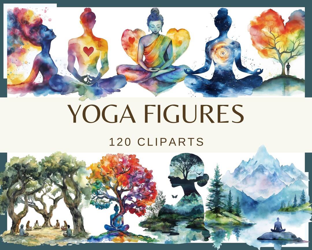 Yoga Figures Clipart: Mandala, Buddha, Meditation (120 PNG, Commercial ...