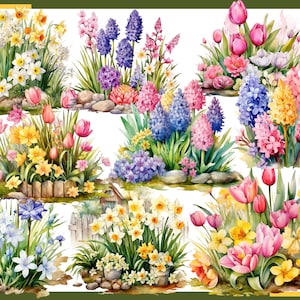 Spring Garden Flowers Clip Art: 100 PNG Graphics (digital Download) - Etsy