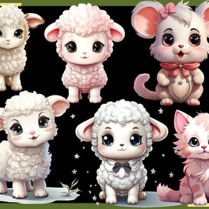 KAWAII FARM ANIMALS - 80 Clip Arts (300 Dpi, Cute Animals, Baby Animals ...