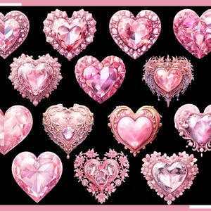 Pink Hearts Clip Art: 110 PNG, 300 DPI Valentine's Day Graphics, Love ...