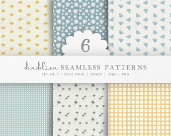 Daisy Seamless Patterns, Set of 4 Repeating Designs, Daisy Digital ...