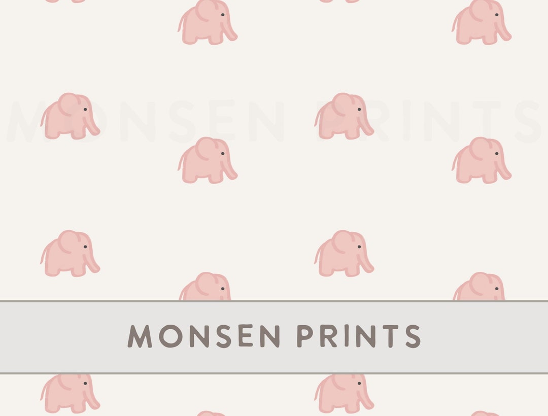 Pink Elephants Seamless Pattern, Crafting Digital Paper, Animal Prints ...