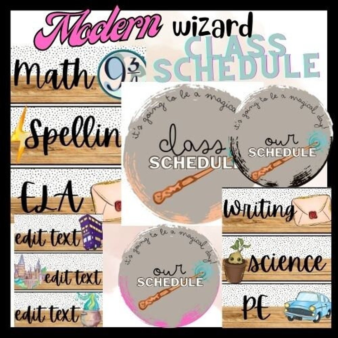 Modern Wizard Classroom Schedule editable - Etsy