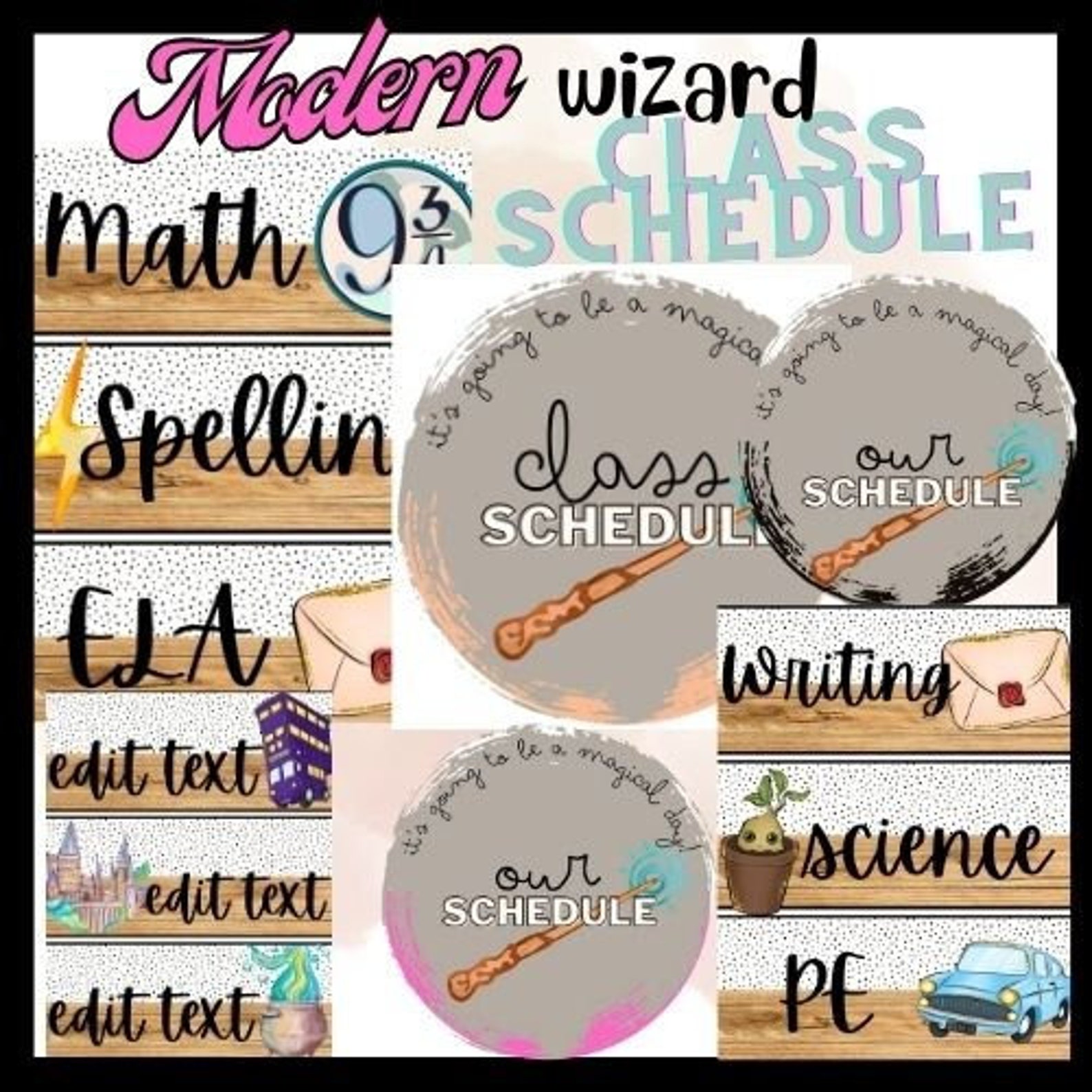 Modern Wizard Classroom Schedule editable - Etsy