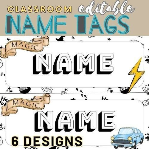 Wizard Themed Editable Name Tags for Classroom - Etsy