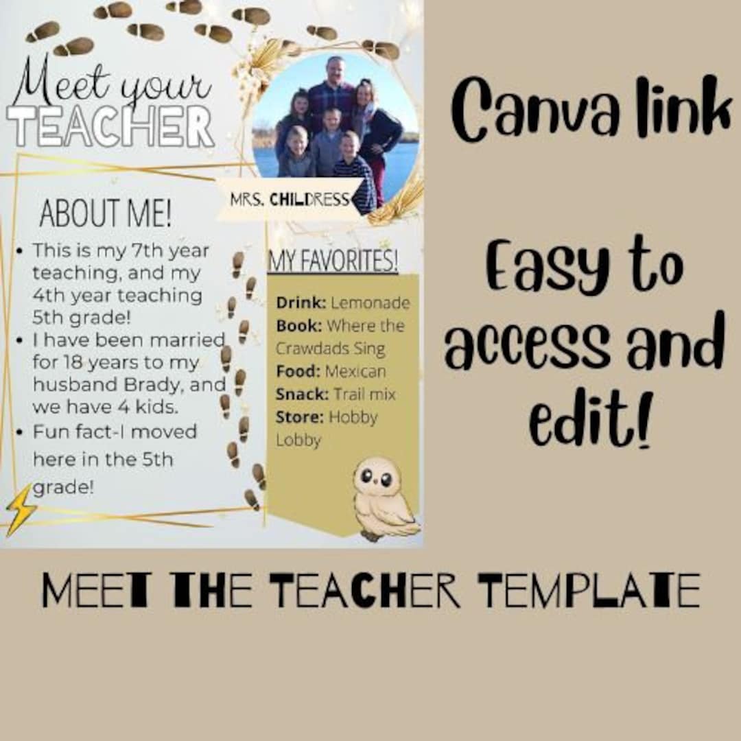 Boho Wizard Meet the Teacher Editable Template - Etsy