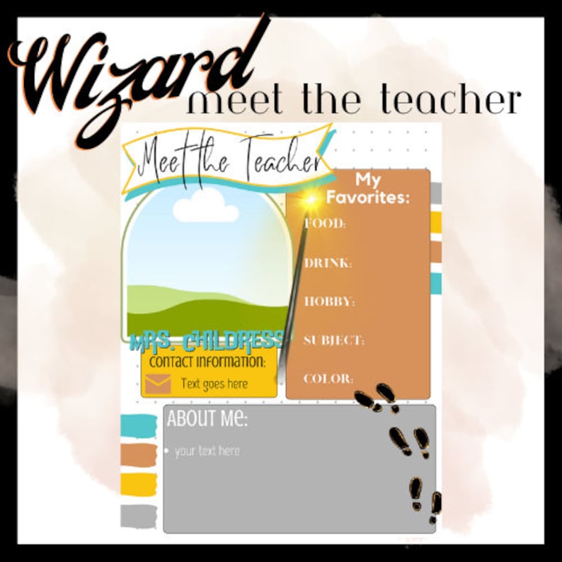 Wizard Editable Meet the Teacher Template - Etsy