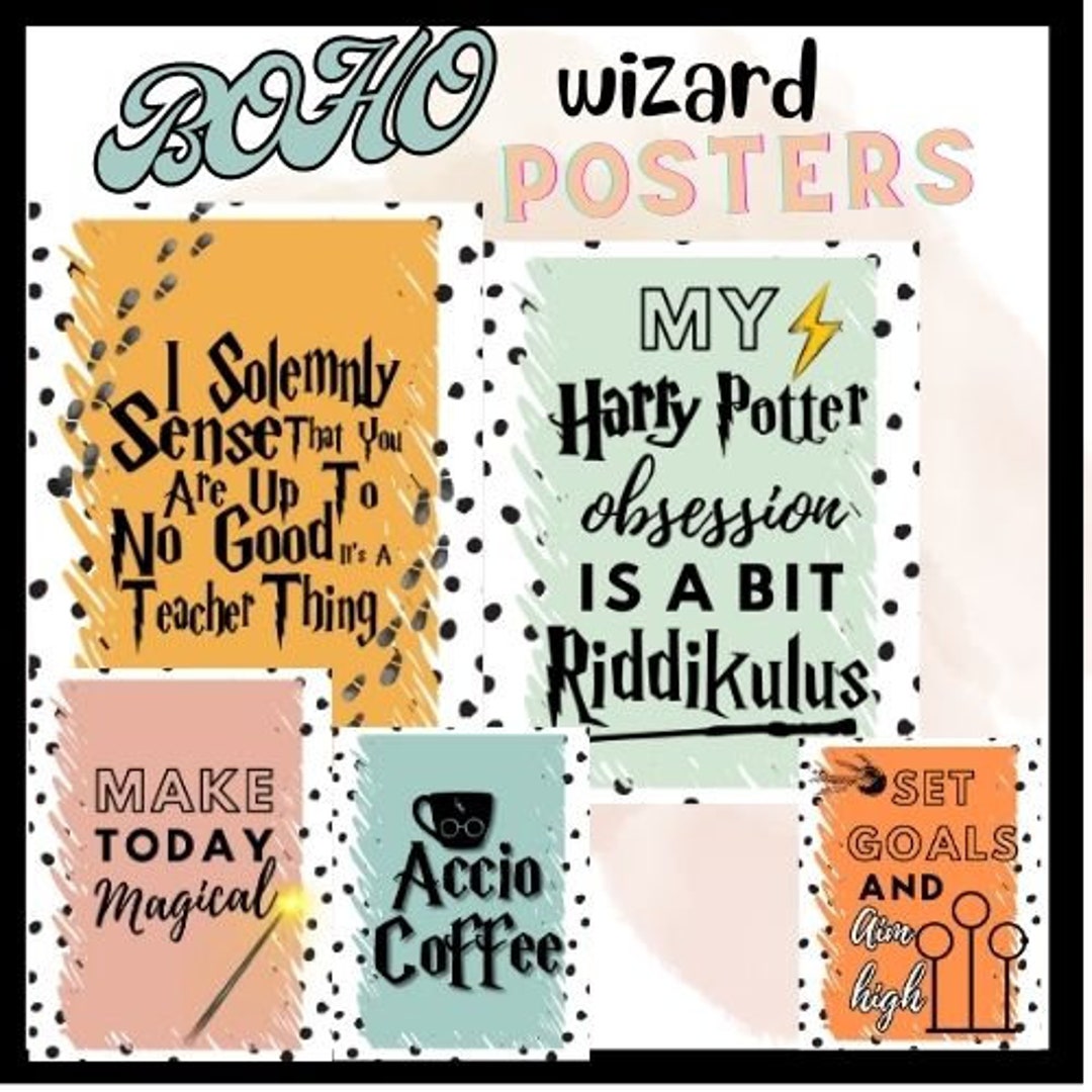 Spotted Boho-colored Wizard Classroom Decor or Wizard Fan Printables - Etsy