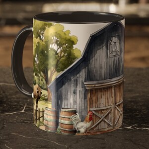 Farm Mug, Barn Animal Coffee Cup, Rustic Vintage Aesthetics, Bison ...