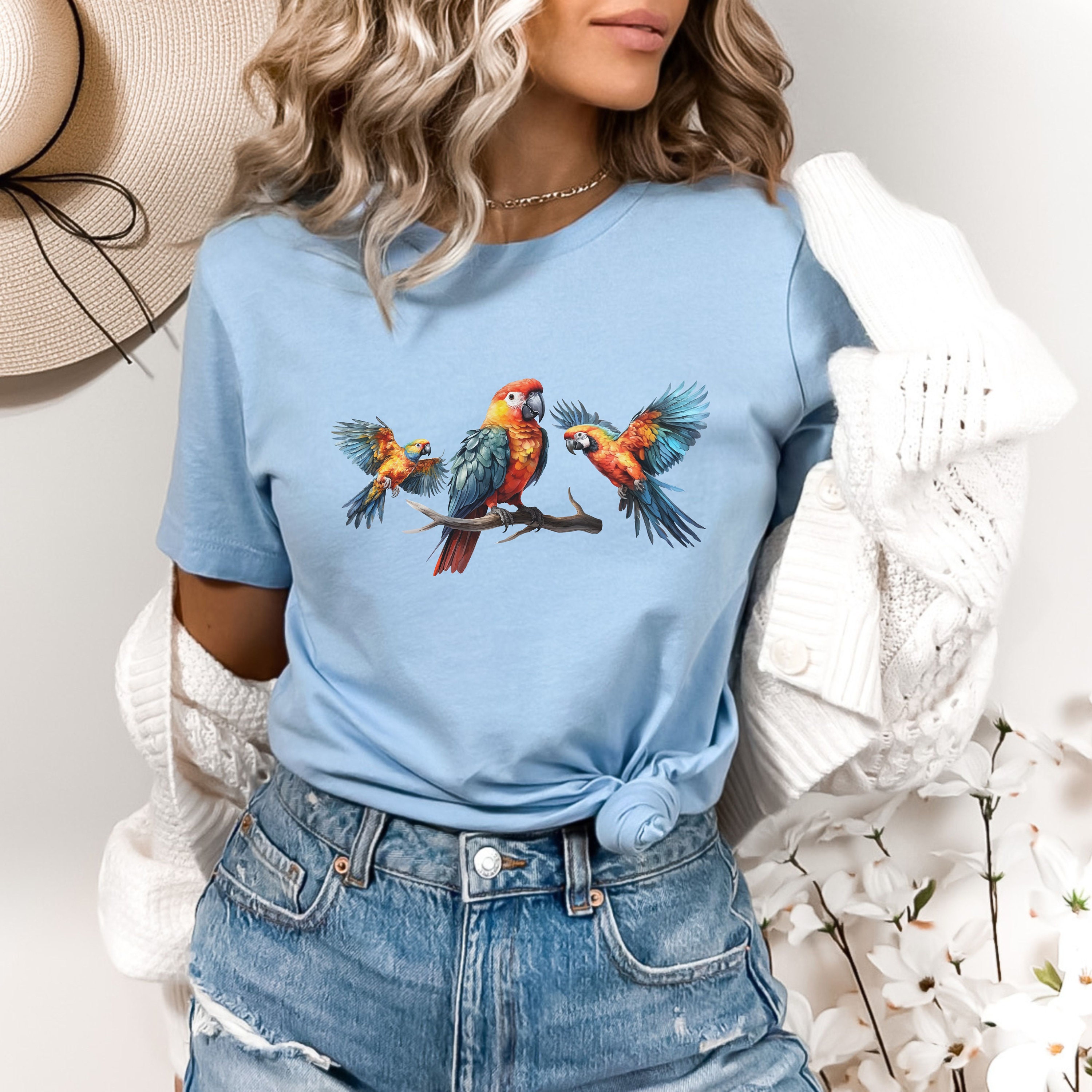Parrot Bird T-shirt, Tropical Bird Top, Shirt for Parrott Lover, Womens ...