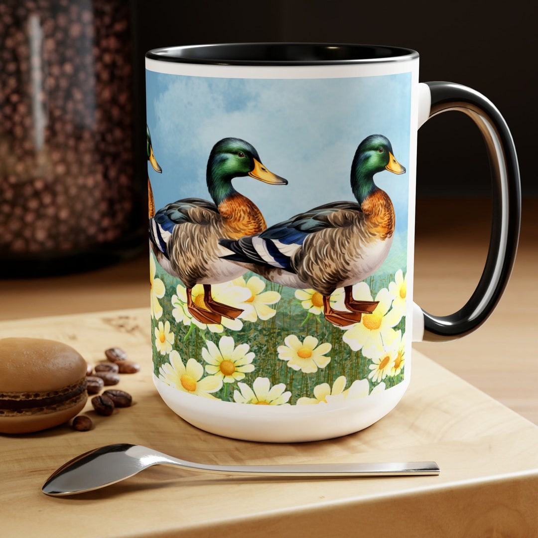 Duck Daisy Flower Mug, Mallard Bird Wildlife Dinnerware Home Decor ...