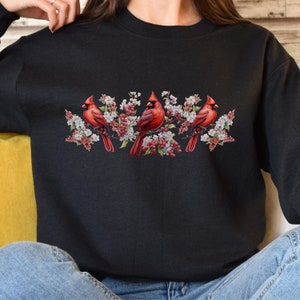 Cardinal Bird Sweatshirt, Red Cardinal Winter Shirt, Womens Wildlife ...