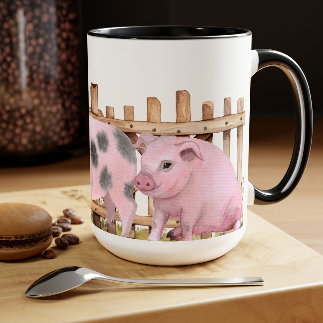 Pig Farm Mug, Cute Piglet Coffee Cup Drinkware Country Farmer Kitchen ...