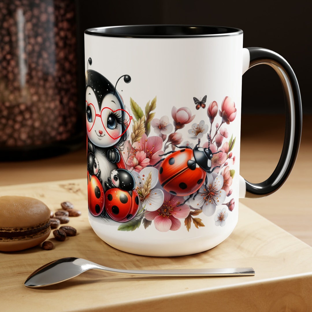 Ladybug Mom Mug, Wildflower Garden Coffee Cup, Butterfly Floral ...