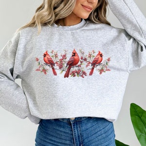 Cardinal Bird Sweatshirt, Red Cardinal Winter Shirt, Womens Wildlife ...
