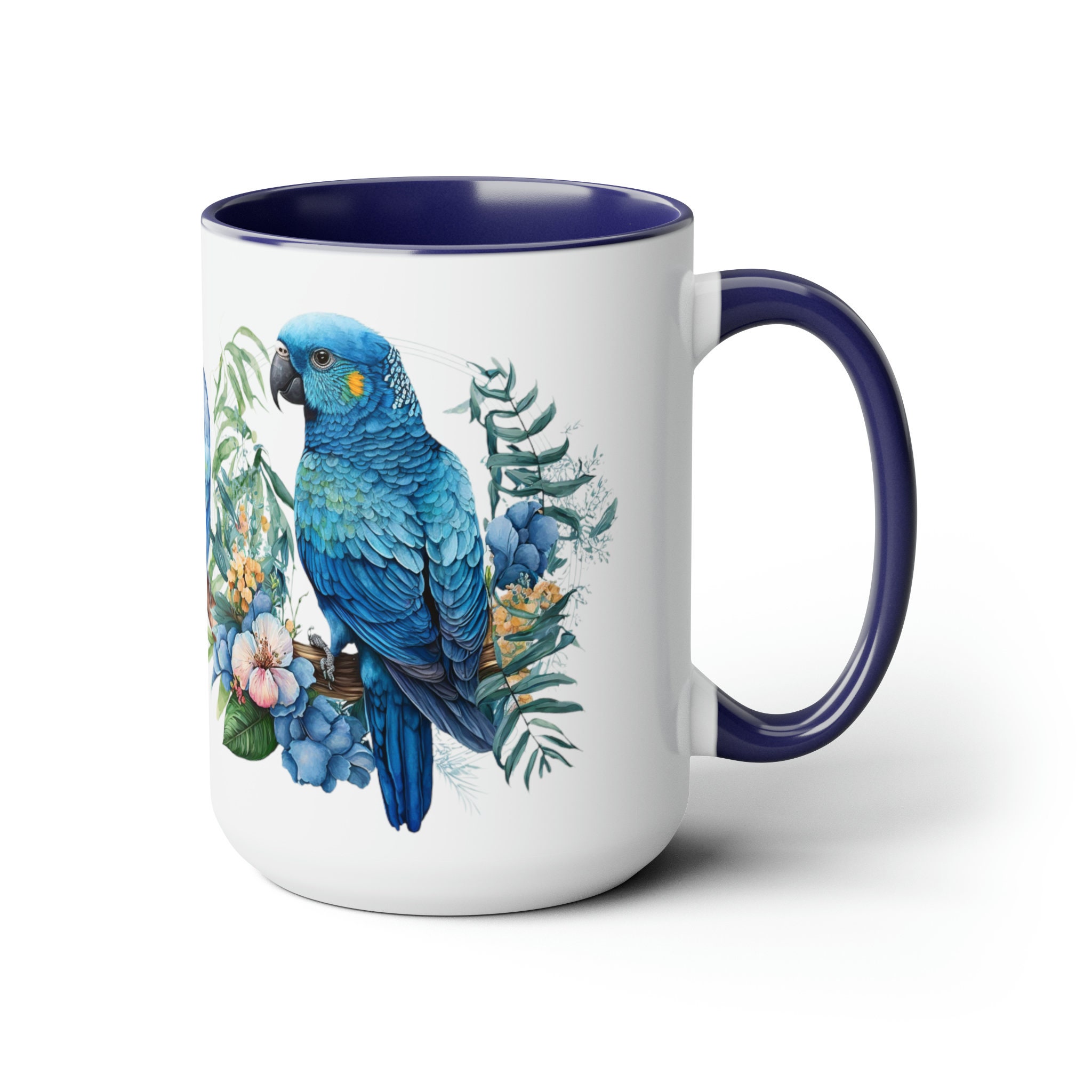 Blue Parrot Mug, Parrot Bird Dinnerware for Tropical Bird Mom ...