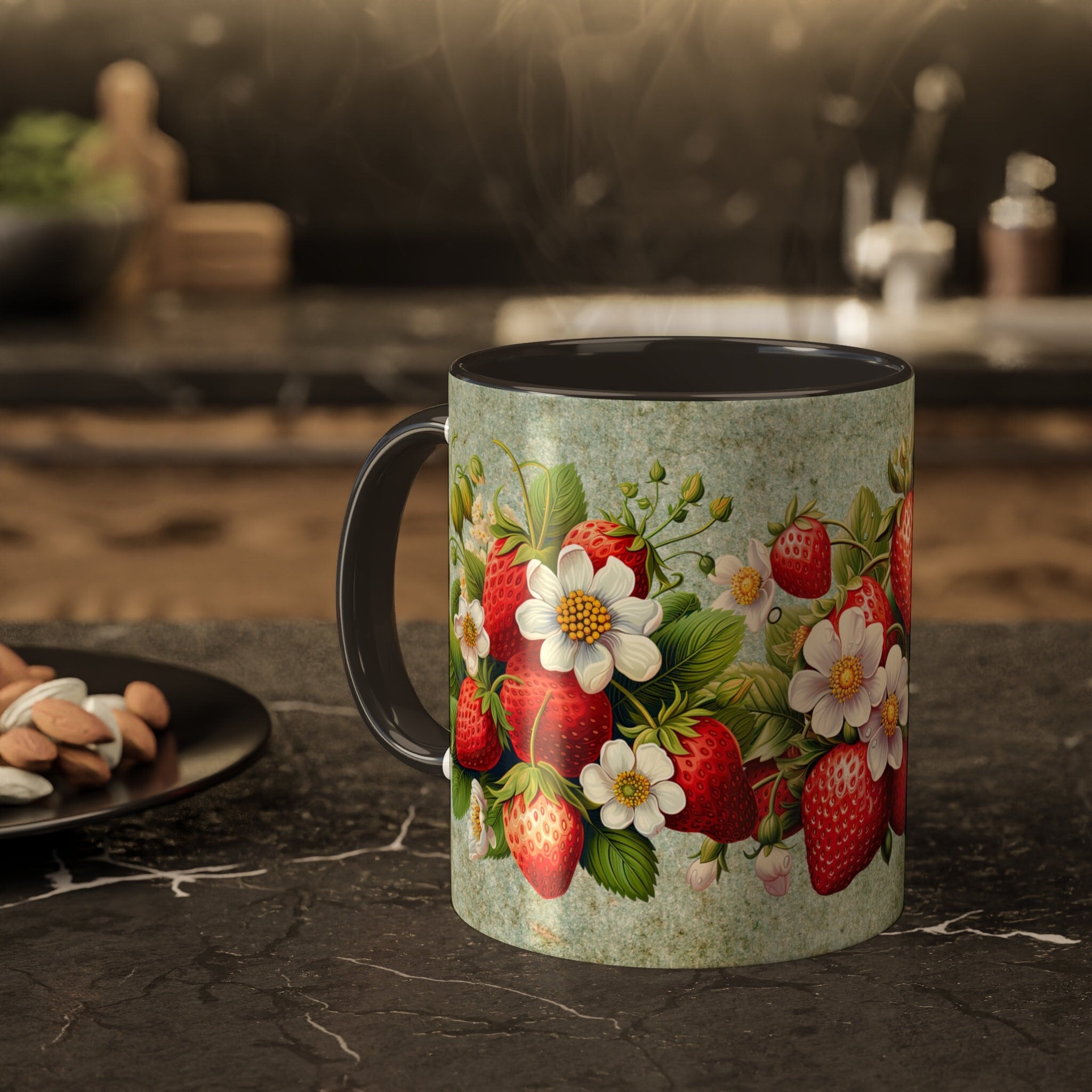 Cottagecore Strawberry Mug, Cottage Core Berry Garden Floral Dinnerware ...