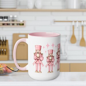 Pink Nutcracker Christmas Mug, Pink Coquette Holiday Home Decor Accent ...