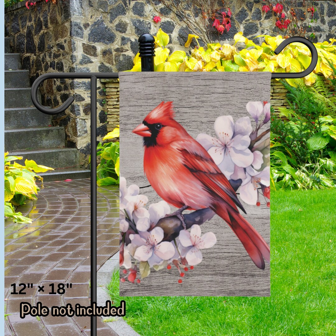 Cardinal Bird Garden Flag, Red Bird Yard Banner, Patio Wildlife ...