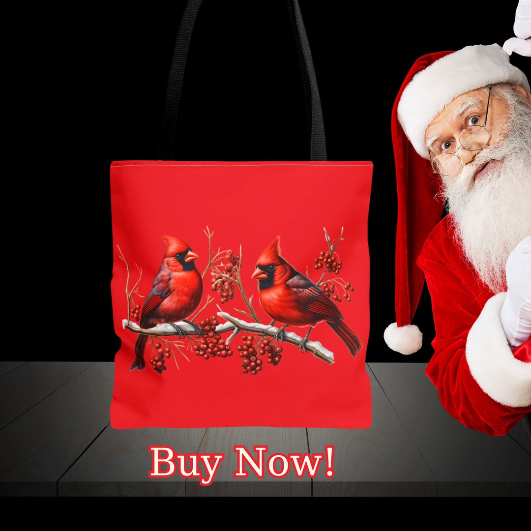 Cardinal Bird Tote Bag Winter Red Bird Travel Bag Wildlife - Etsy