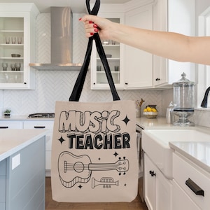 Retro Music Teacher Tote Bag, Schoolteacher Travel Accessories, Unisex ...