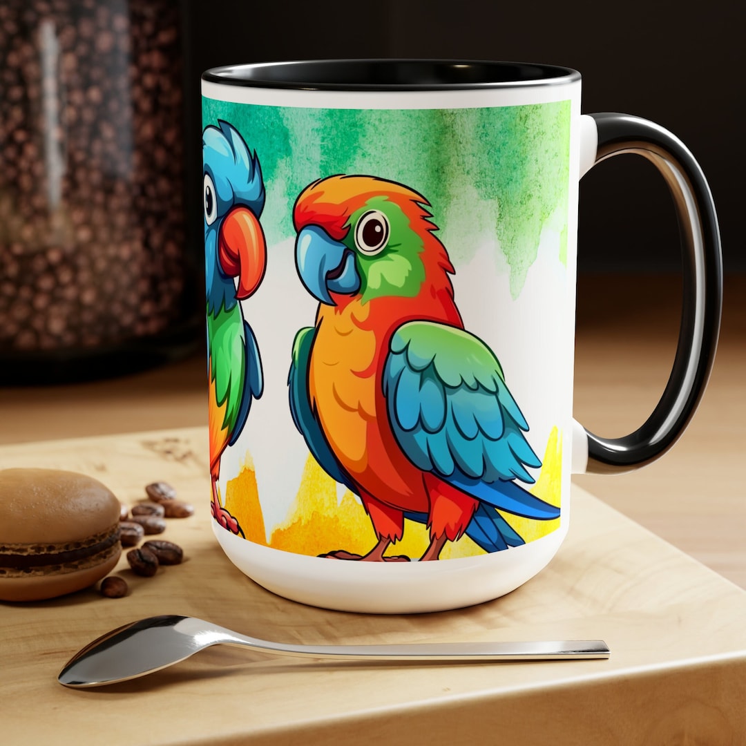 Macaw Parrot Bird Mug, Large Bird Coffee Cup Colorful Drinkware, Bird ...