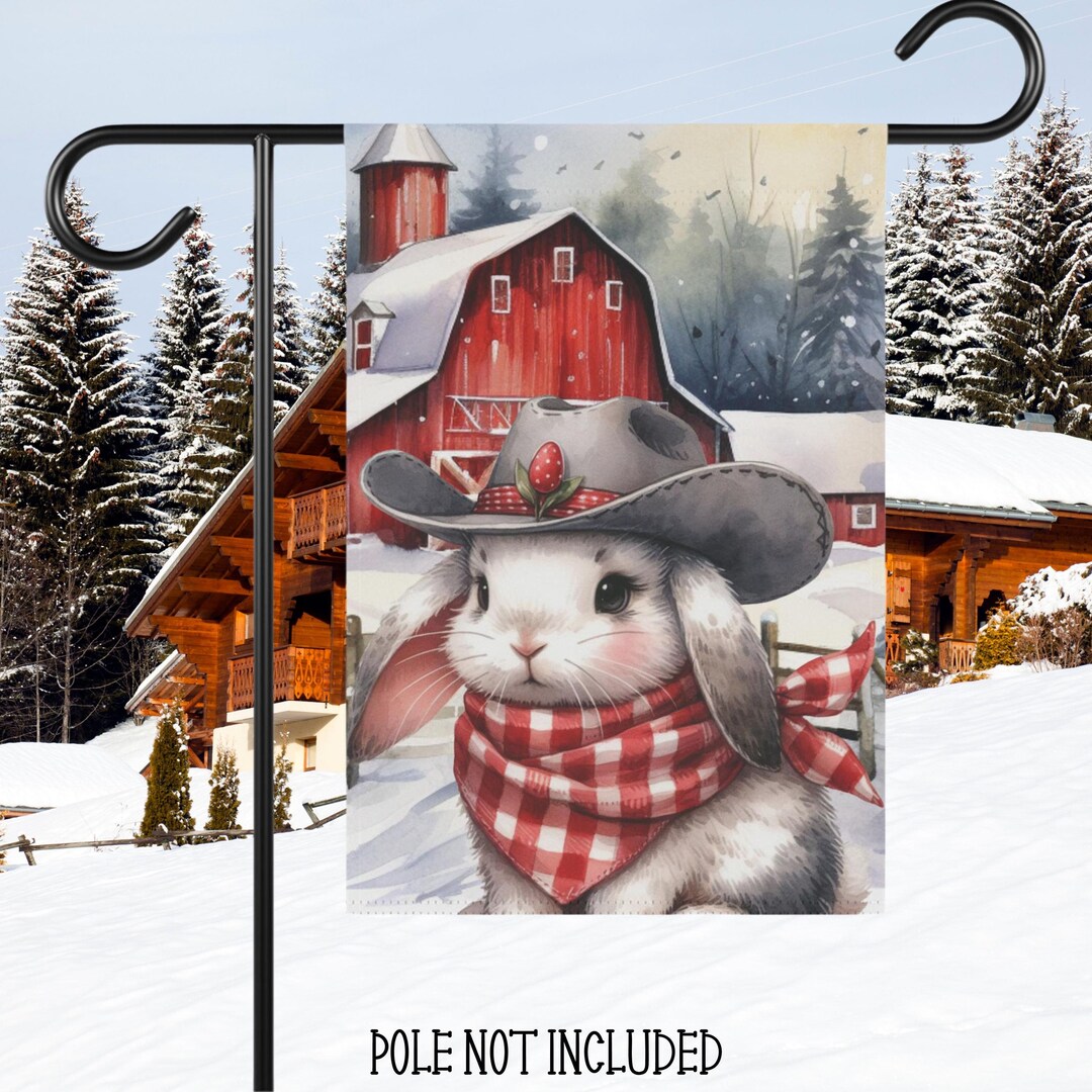 Rabbit Farm Flag, Animal Anime Red Buffalo Checkered Plaid Bunny Farm ...