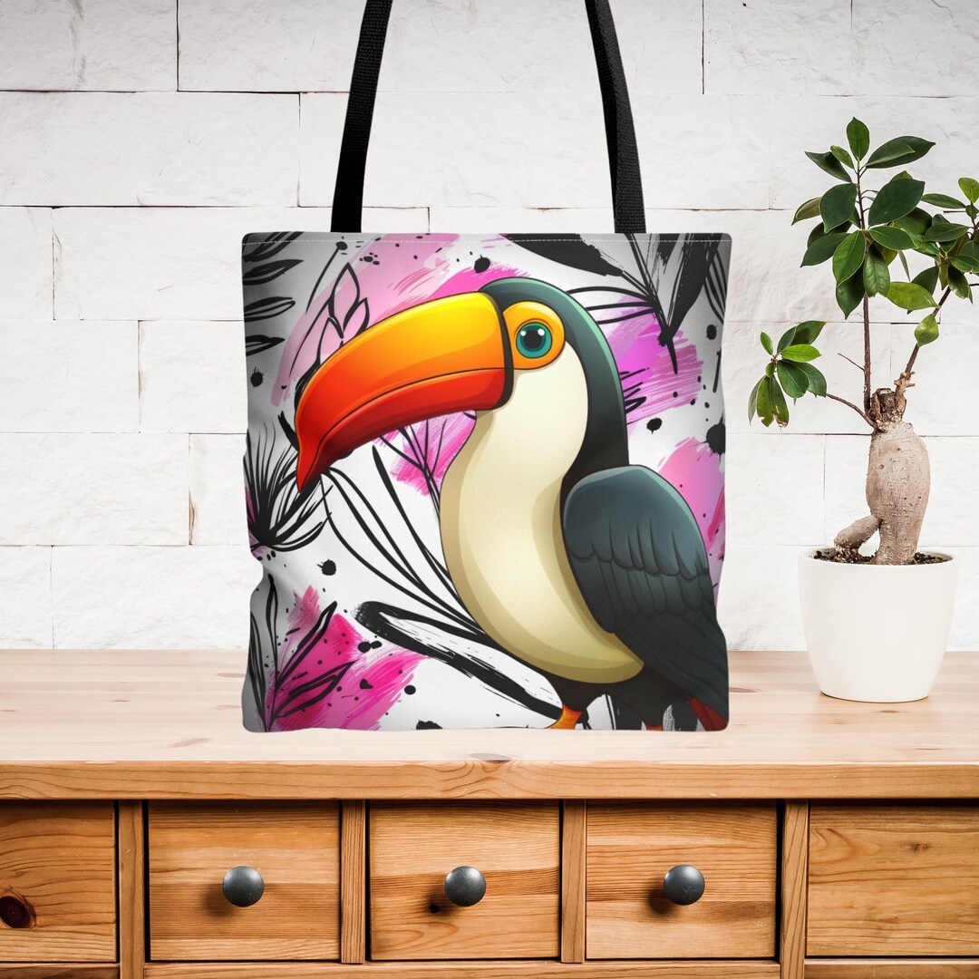 Toucan Bird Tote Bag, Tropical Wildlife Anime Animal Ladies Travel ...