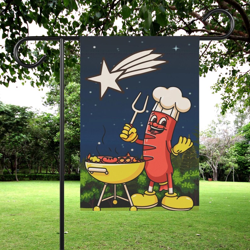 Hotdog Barbeque Lawn Flag, Funny Outdoor Home Decor Picnic Party Favor ...