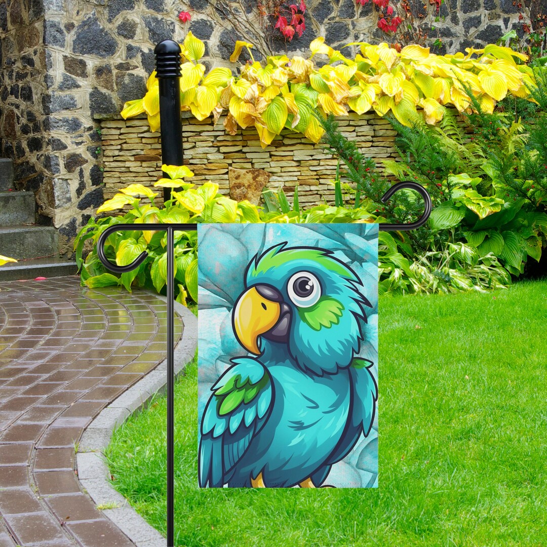 Macaw Parrot Bird Garden Flag, Birdwatcher Outdoor Home Decor Lawn ...