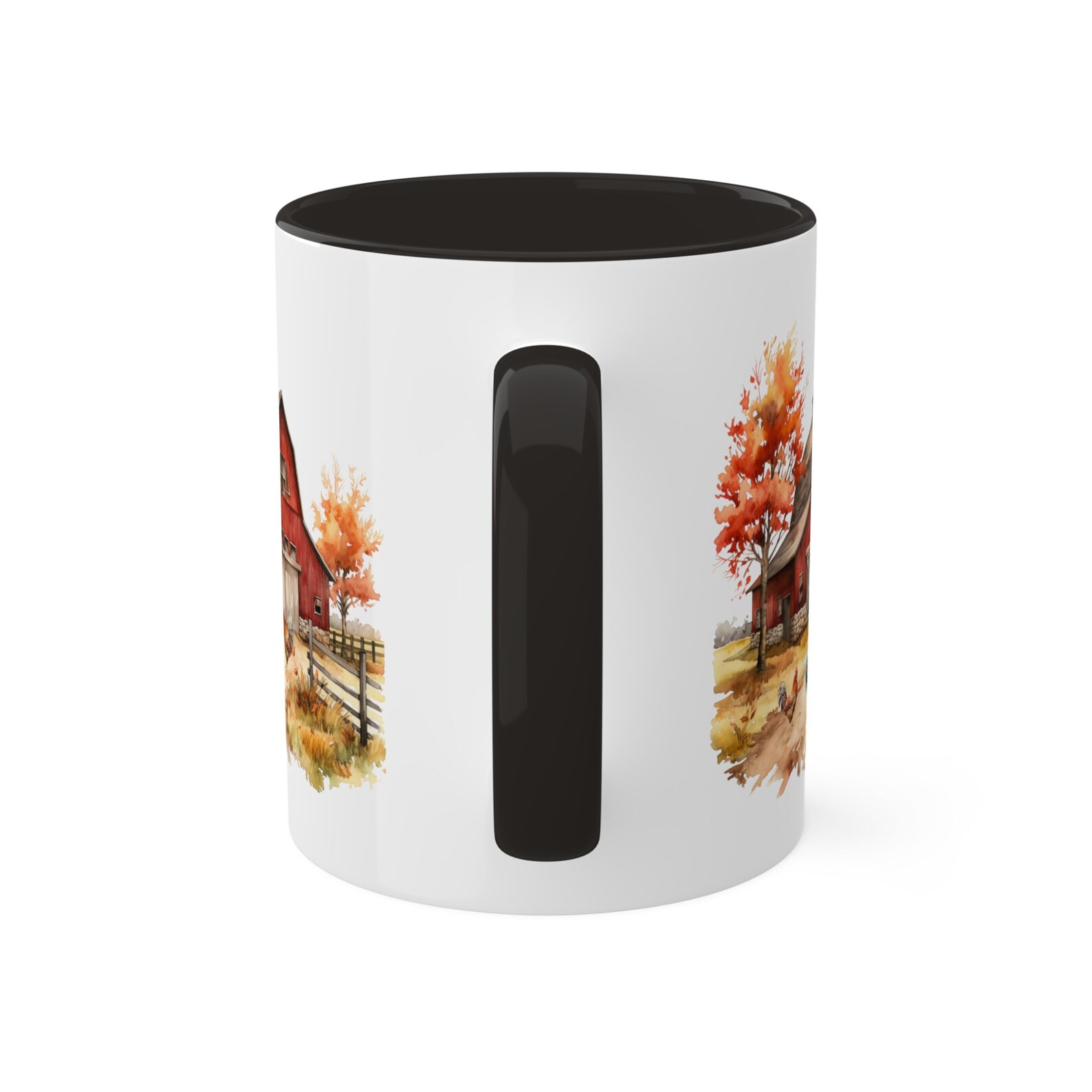 Vintage Fall Barn Coffee Mug, Cup With Old Barn, Rooster Chickens Hot ...