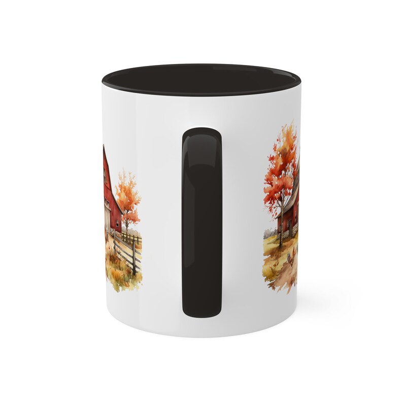 Vintage Fall Barn Coffee Mug, Cup With Old Barn, Rooster Chickens Hot ...