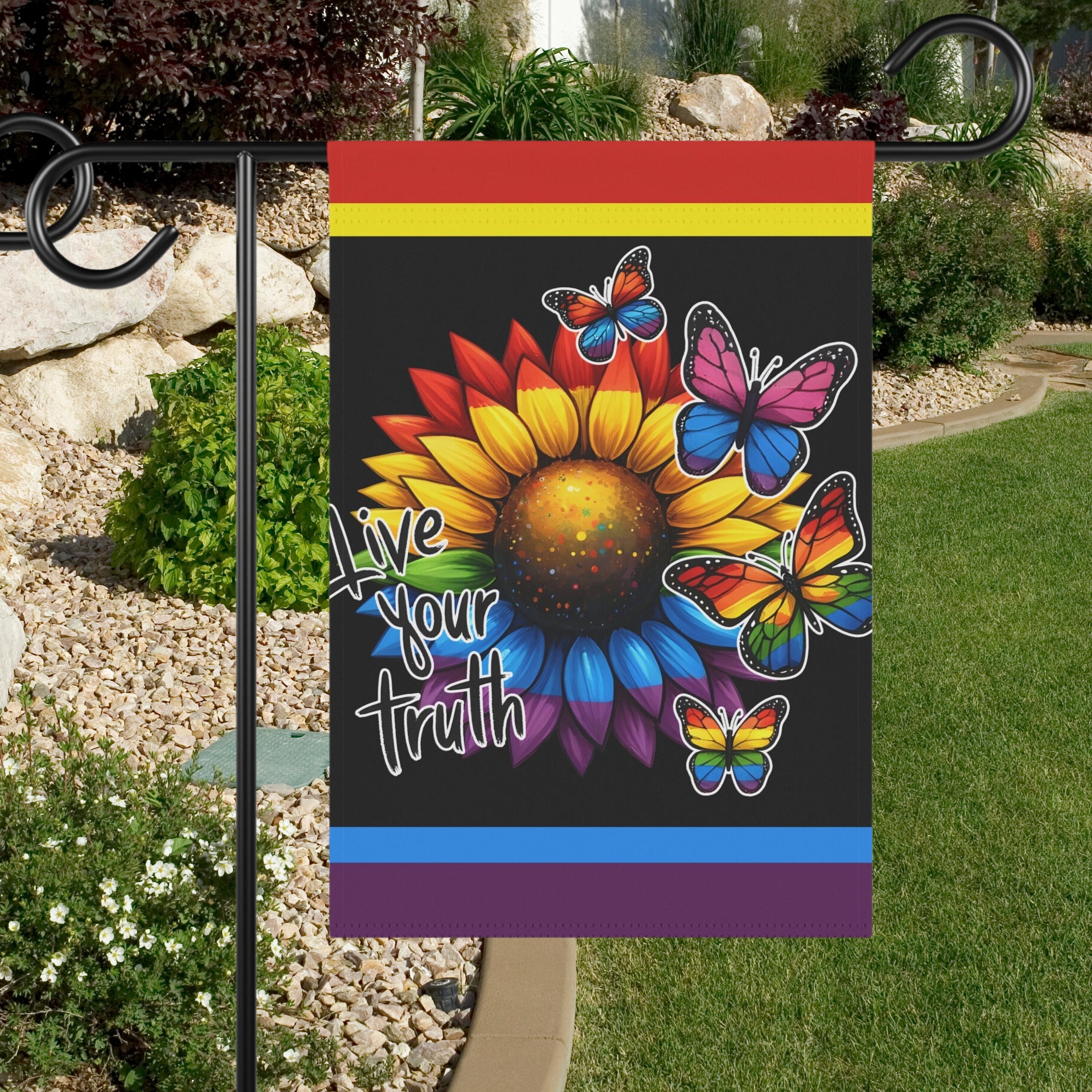 Gay Pride Banner, LGBTQ Rainbow Flag Outdoor Home Decor Lawn Decoration ...