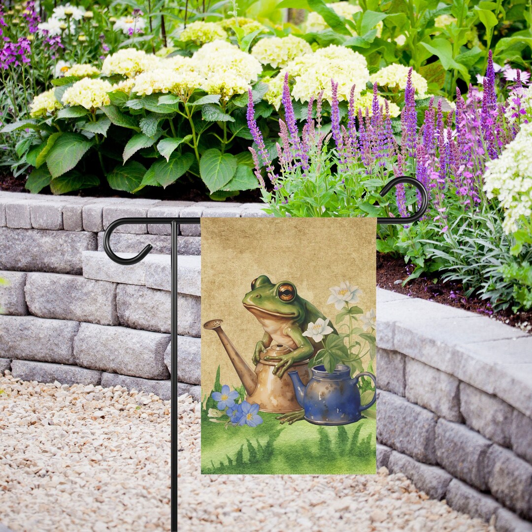 Cottagecore Frog Gardener Yard Flag, Outdoor Vintage Aesthetic ...