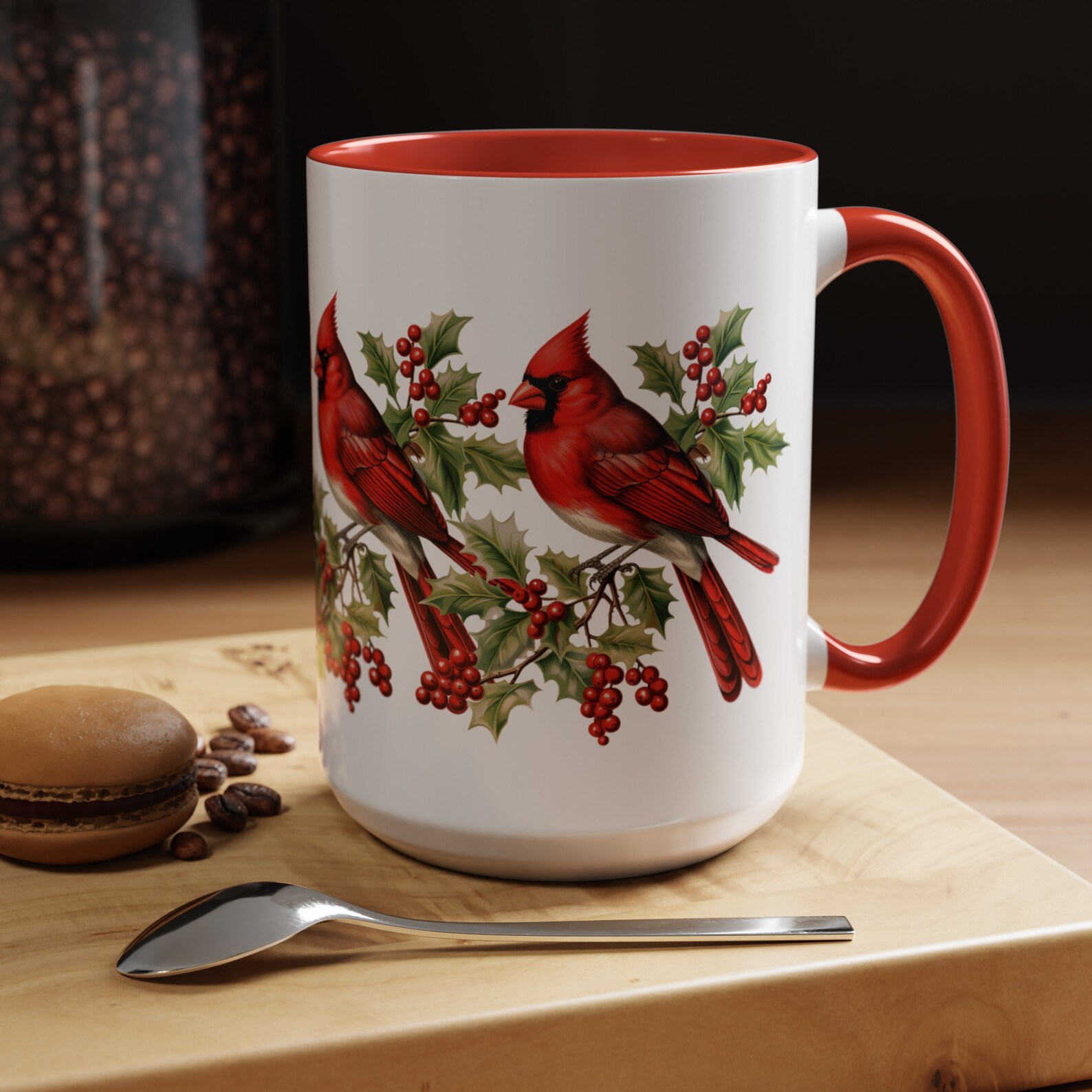 Red Christmas Cardinal Bird Mug, Holiday Party Favor Drinkware ...