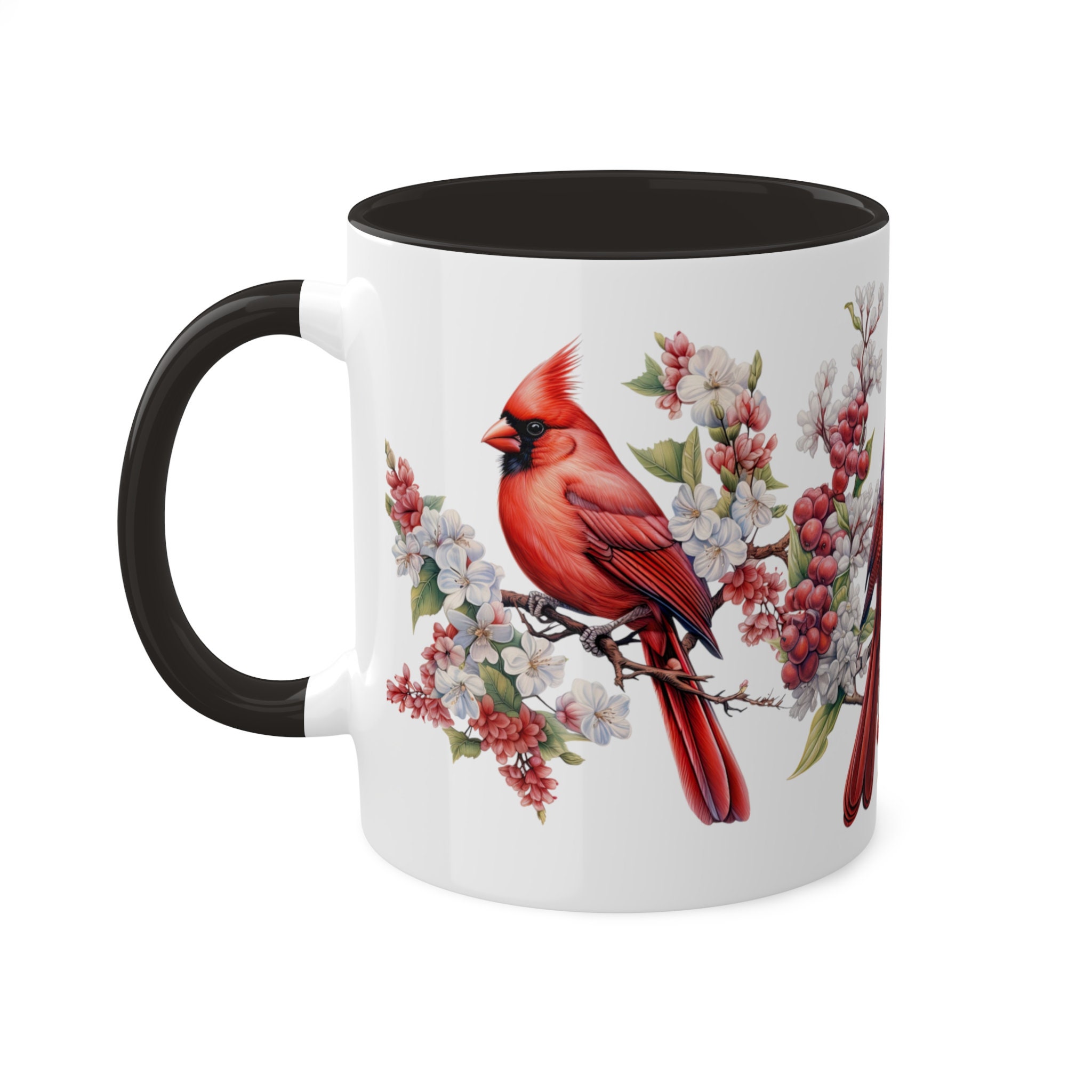 Red Cardinal Bird Mug, Winter Bird and Berries, Love Bird Watching Gift ...