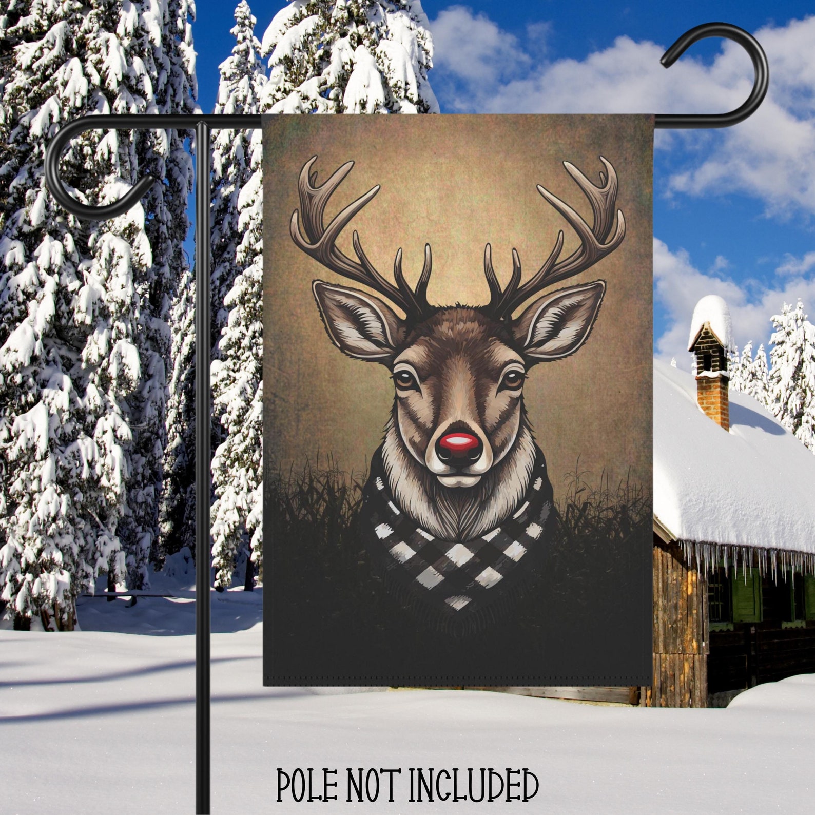 Reindeer Anime Animal Buck Outdoor Lawn Banner, Deer Yard Flad Home ...