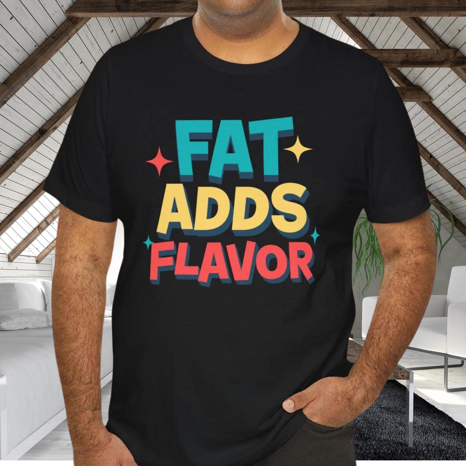 Fat Adds Flavor T-shirt, Funny Curvy Women Pun Phrase Quote Shirt, Cute ...