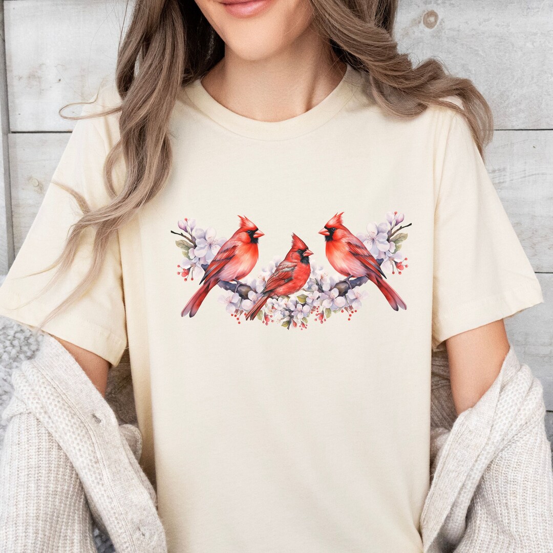 Cardinal Bird T-shirt, Red Bird Tee Shirt, Women's Plus Size Top, Wild ...